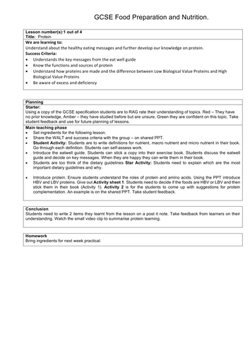 Protein (Nutrition) - 7 Hour Fully Resourced Unit of Work | Teaching ...