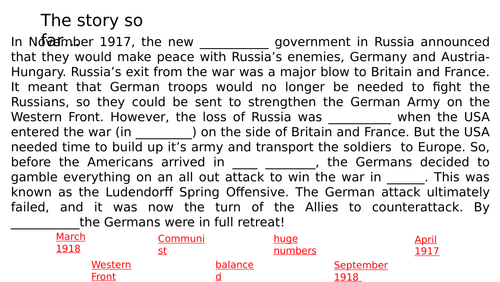 The 100 day offensive (First World War) | Teaching Resources