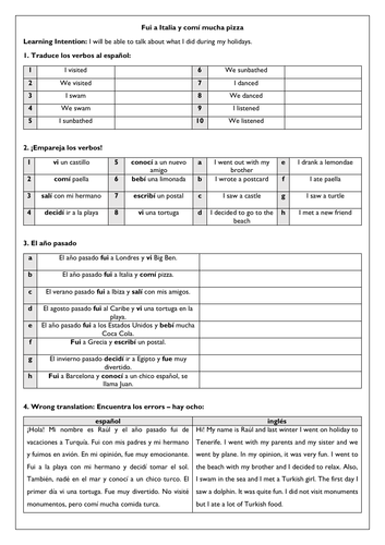 Viva 2 Holidays - Mis vacaciones (8 Worksheets) Spanish KS3 | Teaching ...