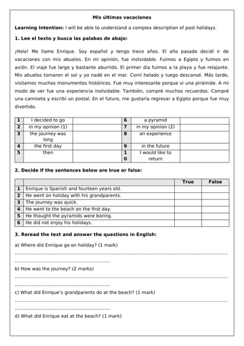 Viva 2 Holidays - Mis vacaciones (8 Worksheets) Spanish KS3 | Teaching ...