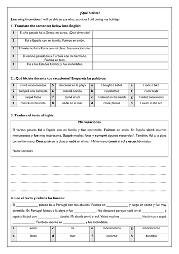 Viva 2 Holidays - Mis vacaciones (8 Worksheets) Spanish KS3 | Teaching ...
