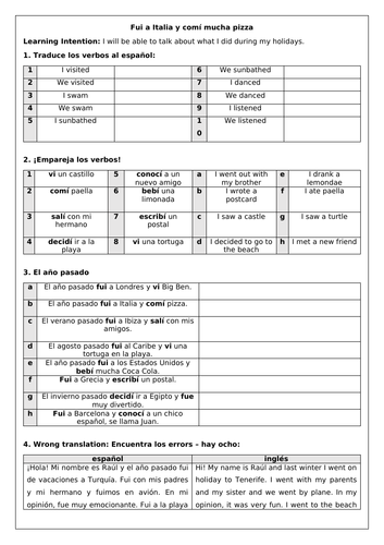 Viva 2 Holidays - Mis vacaciones (8 Worksheets) Spanish KS3 | Teaching ...