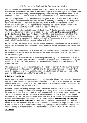 The German Democratic Republic GDR Topic 1 | Teaching Resources