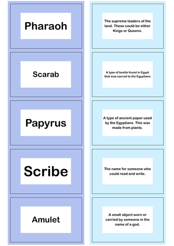 Vocab Card Game Ancient Egypt | Teaching Resources