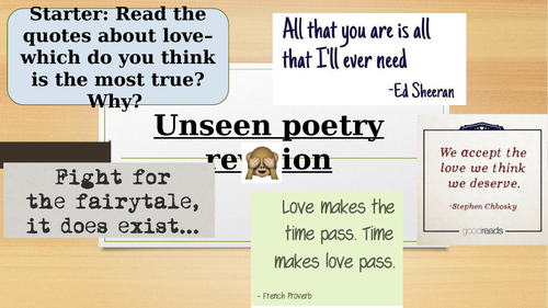 Unseen poetry practice AQA | Teaching Resources