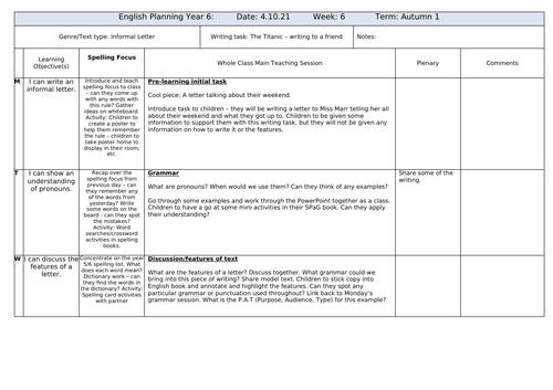 Titanic Letter Writing | Teaching Resources