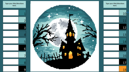 Pixel Art Template - Haunted House | Teaching Resources