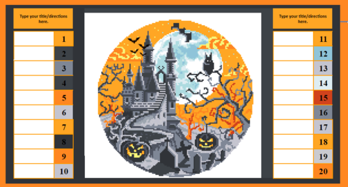 Pixel Art Template - Haunted Castle | Teaching Resources