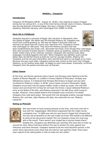 Cleopatra Biography Writing | Teaching Resources