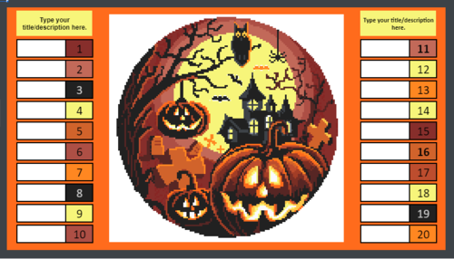 Pixel Art Template - Halloween Scene | Teaching Resources