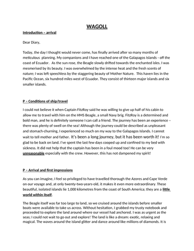 Charles Darwin Diary Writing | Teaching Resources