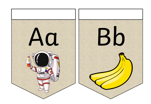 Alphabet Bunting (Natural Themed) including Initial Sound Pictures ...