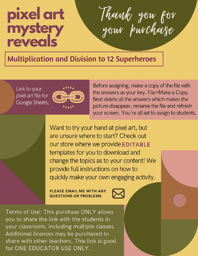 Multiplication and Division to 12 - Pixel Art Superheroes | Teaching ...