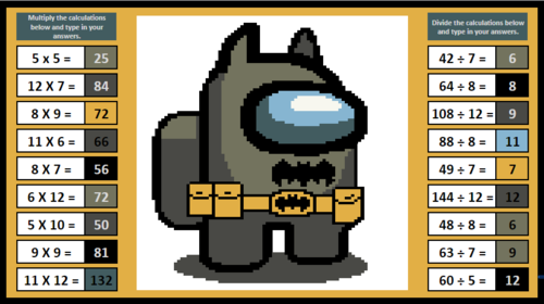 Multiplication and Division - Pixel Art Superhero Mash-Up | Teaching ...