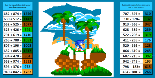 3-digit Addition and Subtraction - Pixel Art Gaming Fan Art | Teaching ...
