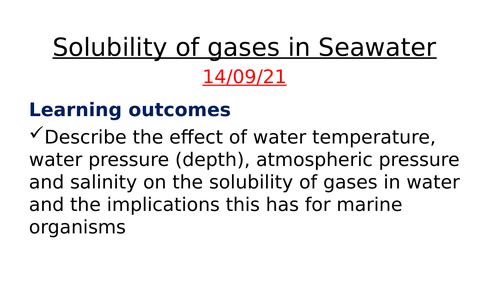 AS Marine Science: Solubility of Gases and Impact on Organisms ...