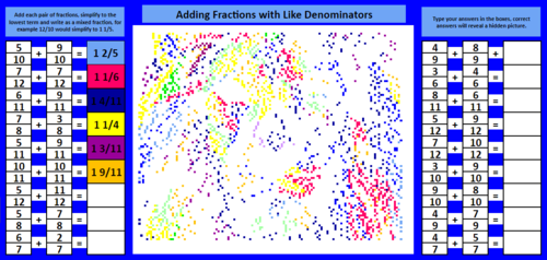 Adding Fractions with like Denominators Pixel Art - Majestic Lion ...