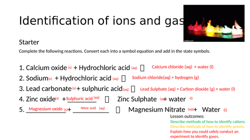 Identification of ions and gases | Teaching Resources