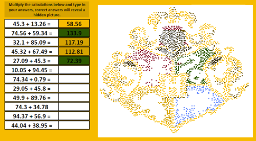 Decimal Addition Pixel Art - Wizard's Crest | Teaching Resources