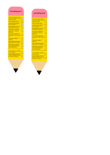 Editing pencil checklist | Teaching Resources