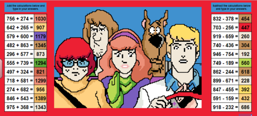 3-digit Addition and Subtraction Pixel ART - Spooky Gang | Teaching ...