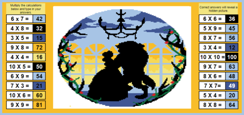 Multiplication to 10 Pixel Art - Fairy Tale Romance | Teaching Resources