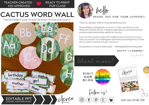 CACTUS Word Wall + Headers Pack | Teaching Resources