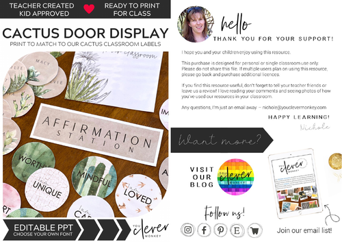 CACTUS Classroom Door + Bulletin Board Display Pack | Teaching Resources