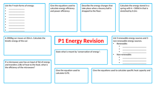 Energy Revision Questions GCSE Physics | Teaching Resources Energy Revision Questions GCSE Physics | Teaching Resources