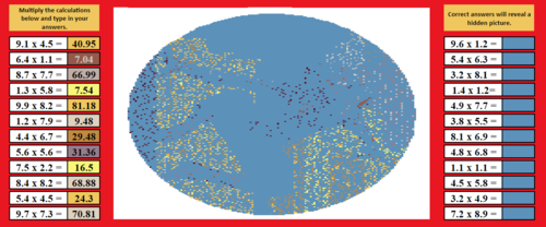 Decimal Multiplication Pixel Art - Superhero | Teaching Resources