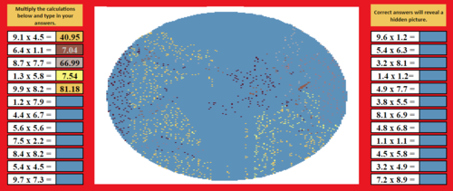 Decimal Multiplication Pixel Art - Superhero | Teaching Resources