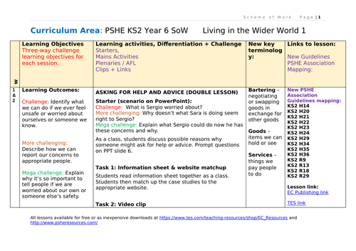 Ks2 Pshe Schemes Of Work Teaching Resources