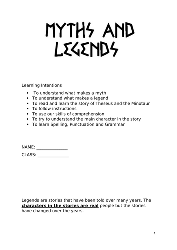 Myths and Legends | Teaching Resources