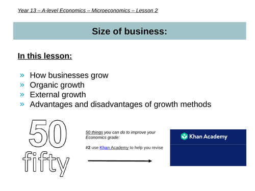 Size of Business (A-level Economics) | Teaching Resources