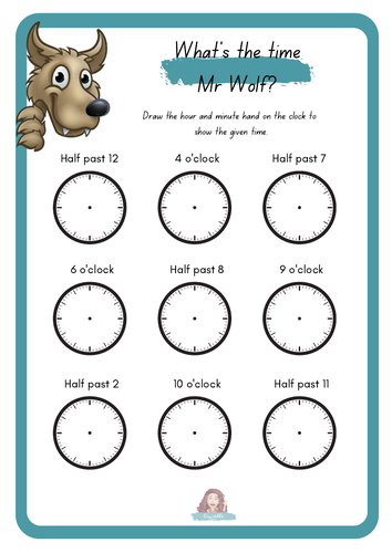 What's the time Mr Wolf - o'clock and half past | Teaching Resources
