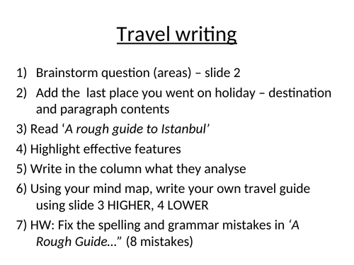 Travel Writing at KS3 | Teaching Resources