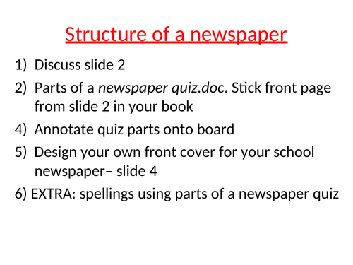 Newspapers and Journalism Unit at KS3 | Teaching Resources