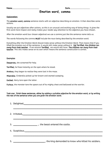 English Sentence Variation Using Alan Peat's Emotion Word Comma ...