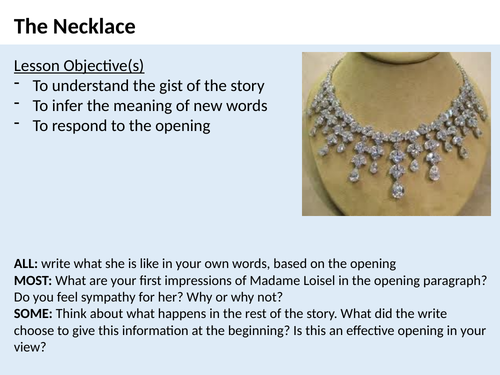 The Necklace Short Story lessons | Teaching Resources