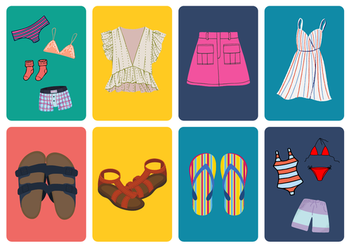 French Flashcards Summer Clothes and Accessories | Teaching Resources