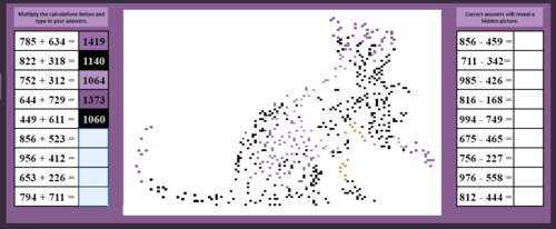 3-digit Addition and Subtraction Pixel Art - Halloween Cat | Teaching ...