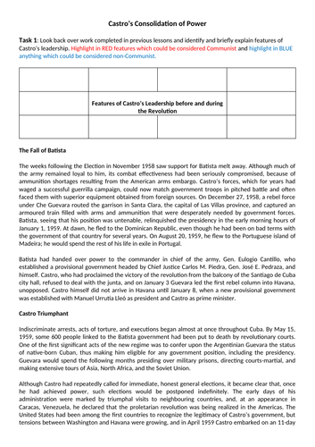 IBDP History: Castro's Consolidation of Power | Teaching Resources