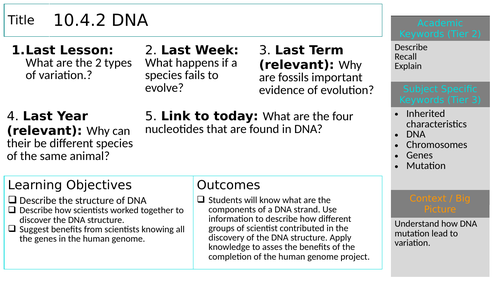 KS3 10.4.2 DNA (2021) S.T.A.R. | Teaching Resources