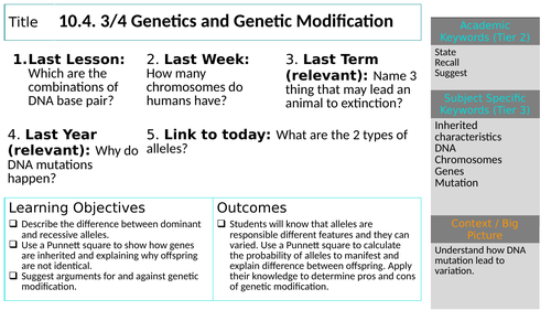 KS3 10.4.3-4 Genetics and Genetic Modification (2021) S.T.A.R ...