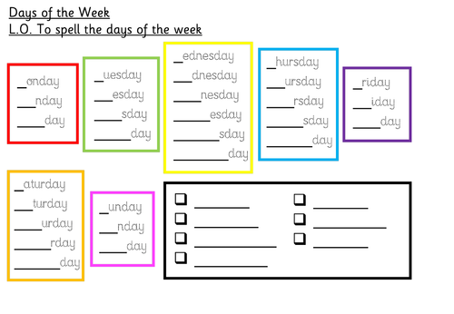 Days of the Week | Teaching Resources