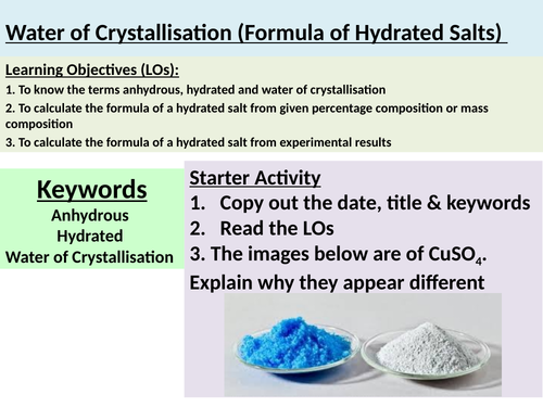 Water of Crystallisation (Hydrated Salts) | Teaching Resources