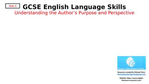 GCSE Language Skills: Understanding the Author’s Purpose and ...