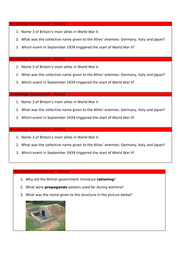 World War II Knowledge Assessments | Teaching Resources