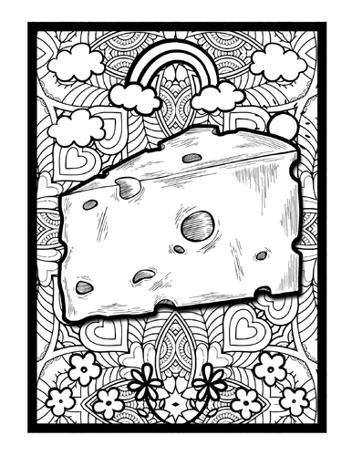 Cheese Mindfulness Mandala Colouring Pages, Food Colouring Printable ...