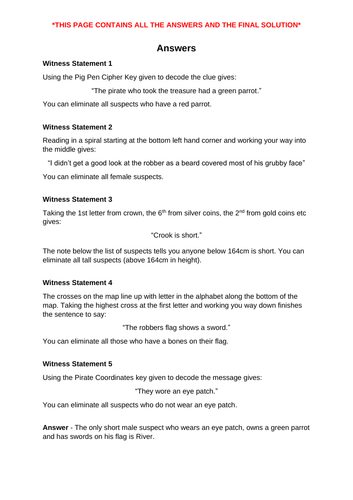 Pirate Robbery Mystery Game | Teaching Resources